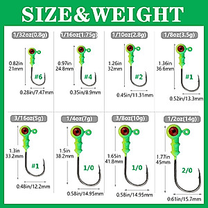 Dovesun Jig Heads for Fishing, Painted Jigheads with 3D Eye Ball Glowing Walleye | Bass | Crappie jigs 1/4oz 25pcs