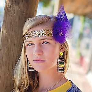 Mardi Gras Earrings Rhinestone MARDI GRAS Letter Beaded Drop Dangling Earrings Sparkly Holiday Jewelry for Women Gift