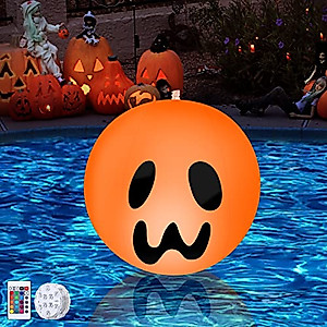Halloween Floating Pool Lights,16''Halloween Decoration Lights with 16 RGB Colors Inflatable&Waterproof Pool Ball Lights with Remote Control Ghost Halloween Outdoor Decorations for Garden Party Decor