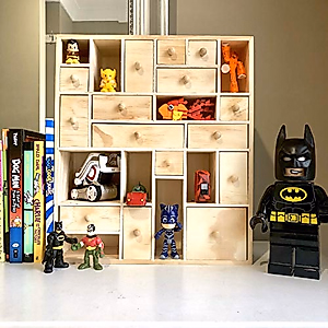 HYGGEHAUS Art Organizer & Storage - 24 Drawer Crafts Organization | Apothecary Cabinet Dresser Chest | DIY Advent Wooden Calendar | Comes Fully Assembled, Solid Pine Wood - L:12.5" x H:14.5" x D:4"