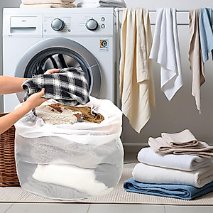 Large Mesh Laundry Bag,24 x 31" Dirty Clothes Travel Bag Heavy Duty Mesh Wash Bag White Laundry Bags with Drawstring Washable Laundry Bags Storage Organizer for Dorm Home Camp Hotel