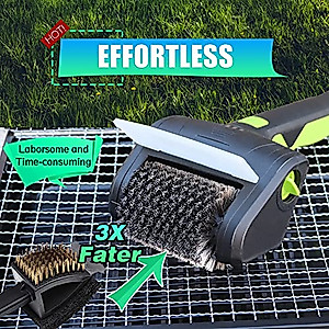 Motorized Grill Brush PURAMI Safe Grilling Rescue Gift No Shedding Bristles, 360° Rotating Cleaner Brush, Heavy Duty BBQ Accessories for Porcelain/Weber Gas/Traeger/Charcoal Grilling Grates