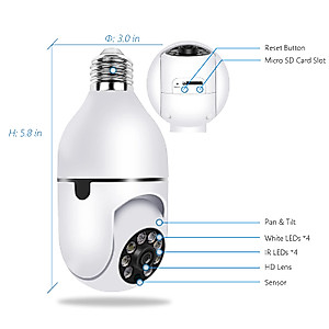 TIENCIY Pan Tilt Security Light Camera, Full-HD 1080P Wireless Wi-Fi IP Camera, Home Surveillance CCTV Cameras with Motion Auto Tracking/Siren Alarm/Night Vision/Remote Viewing/Two-Way Audio