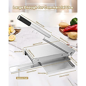 Moongiantgo Manual Meat Bone Cutter Rib Slicer Heavy Duty Chicken Cutting Machine with 16 Inch Knife SUS Bone Chopper for Beef Goat Pig Fish Butcher Commercial Kitchen (KD0298)