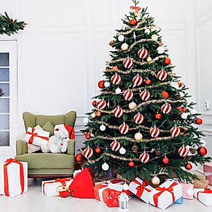 Jutom 10 Pieces Christmas Glitter Ball Ornaments 2.4 Inch Christmas Hanging Ornaments Balls for Tree Mini Christmas Balls Xmas Swirl Decorative for Holiday Decor (Red)