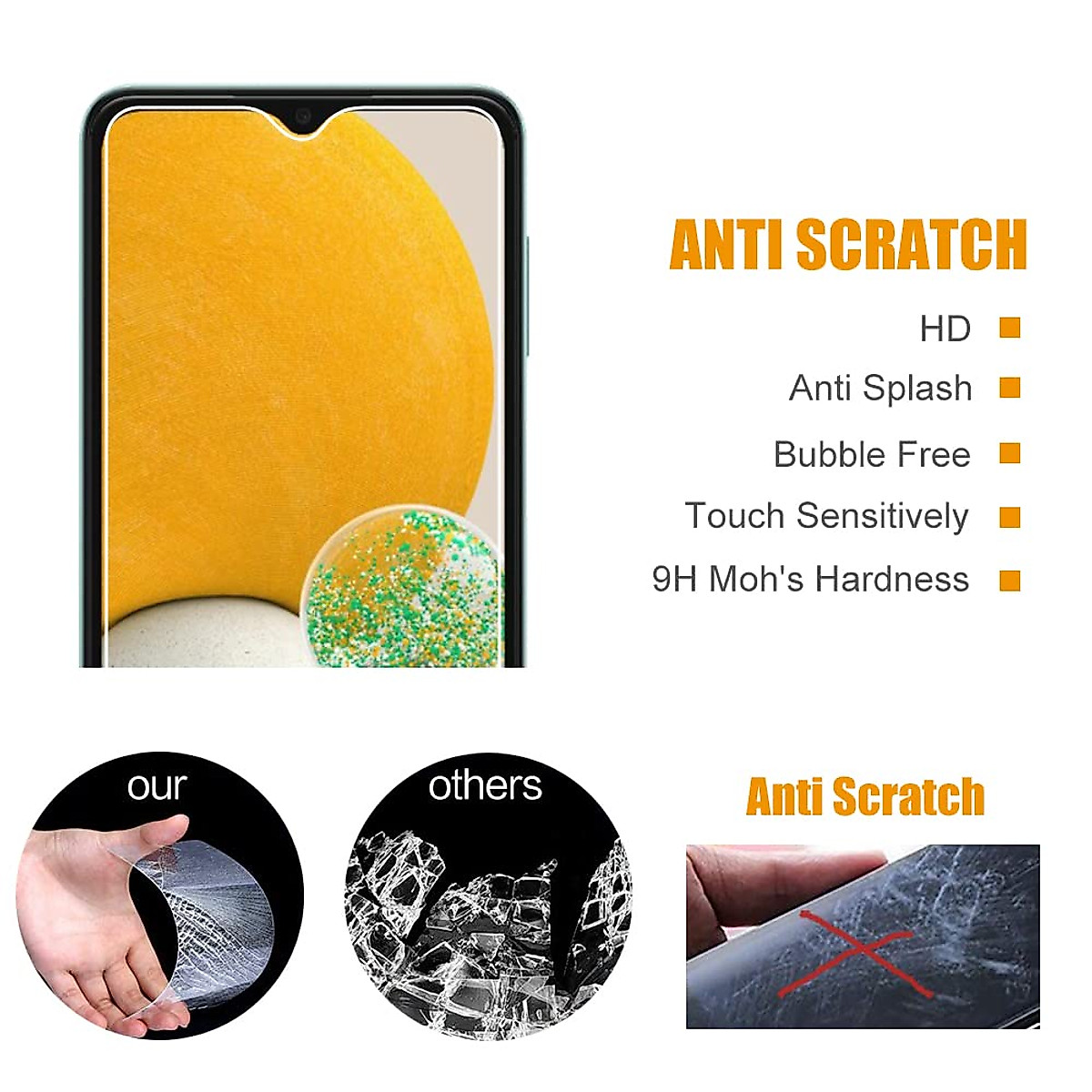 [4 Pack] YUSYAIE Tempered Glass Screen Protector Compatible with [2 Pack] Samsung Galaxy A13 5G/4G Screen Protector& [2 Pack] 3D Camera Lens Protector with 9H HD Clear Transparent Protective Film