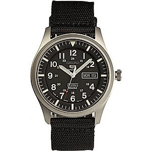 SEIKO 5 SPORTS Automatic made in Japan Black Dial Nylon Strap Watch SNZG15J1 Men's