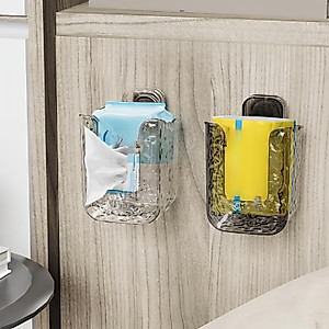 Kitchen Wipes Storage Box, Self-Adhesive Tissue Holder, Flushable Wipes Holder for Bathroom, No Punching Self-Adhesive Wall-Mounted Toilet Paper Holder, for Kitchen, Bathroom (A2pcs)