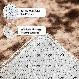 chunsemeiju Fluffy Soft Tie-Dye Bedroom Rug, 5x7 Feet Tie-Dyed Large Shag Rugs for Living Room, Modern Shaggy Fuzzy High Pile Area Rug Home Decor (Tiedye Brown, 5'x7')