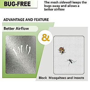 Hisinly Canopy Mesh Sidewalls for 10x10 Pop Up Canopy, 300D Oxford Fabric with Silver Caoting, Sidewall Netting, 4 Pieces Mesh Sidewalls with Door, Kahki (Canopy Tent NOT Included) (SW-04-4)