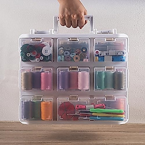 Joelver Maker Sewing Storage Oraganizer with 16 Detachable boxes, Double side Organizer case for LOL suprise dolls,Wheels Car, for Matchbox Cars, for Mini Toys，thread organizer，screw,notion storage