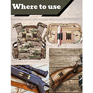 Underalert 2 Round Bullet Holder for Rifle with Velcro and Adhesive Backing Sticker, 223 308 30-06 Ammo Holder for Rifles Side and Buttstock, Two Round Gun Shell Stock Pouch