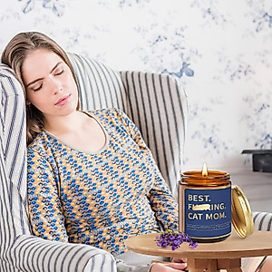 Cat Mom Gifts for Women,Mothers Day Gifts for Cat Lovers,Lavender Candle for Cat Lover Daughter,Sister,Aunt,Wife,Best Friend,BFF,Coworkers,Her,Personalized Cat Owner Birthday Gift Idea