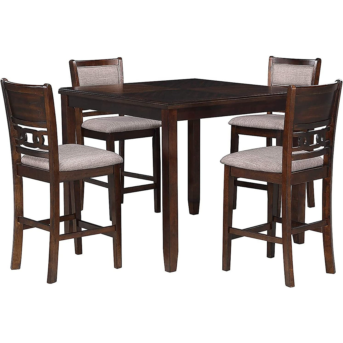 New Classic Furniture Gia 5-Piece Dining Table with Four Chairs, 42" Counter Set, Cherry