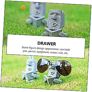 Abaodam 1pc Moai Glasses Holder pencil for kids mini plants retro decor easter island moai figurine easter island garden statue desktop pen cup Stone Figure Ornament Creative Pen Holder