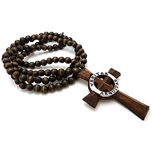 GWOOD Veritas Aequitas Wood Brown with Silver Color with 36 Inch Necklace