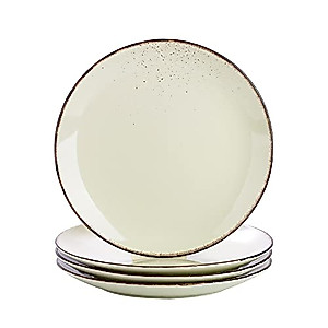 vancasso Navia Nature Dinner Plate Set of 4, Stoneware Vintage Look Cream Dinnerware Tableware, 10.5 Inch Snack/Salad/Fruit/Side Plate