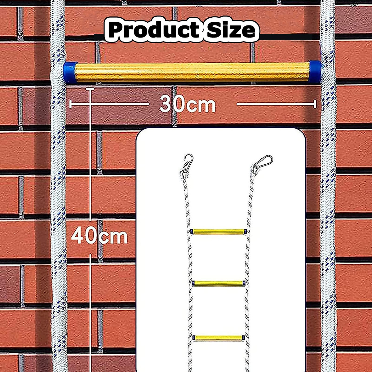 ANUU Emergency Fireproof Rescue Ladder, Climbing Rope Ladders Fire Escape 2-8 Story Homes, Fire Escape Ladder for Emergencies, Heavy Multifunctional Ladder,98FT/30M