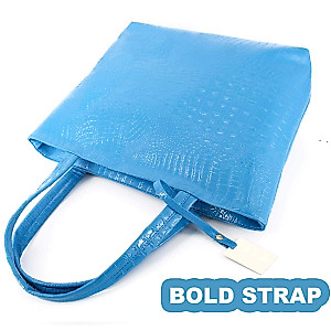 Womens Crocodile Large Tote Handbag Purse Shoulder Bag Travel Satchel Handbag (Lake Blue)
