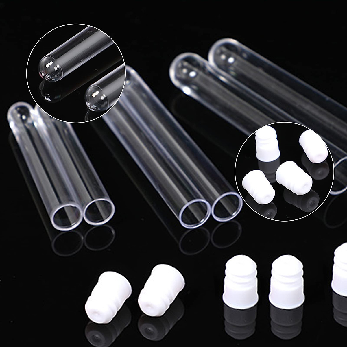 Merkunis 250 Pcs Test Tubes Clear Plastic Test Tubes with Caps 16 x 100 mm (10 ml) Test Lab Tubes for Scientific Experiments, Scientific Themed Party Supplies, Plant Propagation, Spice Seed