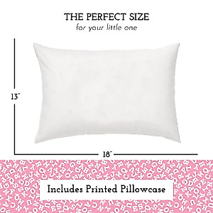 Toddler Pillow with Pillowcase 13x18, Kids Pillow for Sleeping , Toddler Pillow 2 Year Old, Better Neck Support Ergonomic Pillow and Toddler Pillowcase, Best Pillows for Kids (Alphabet Pink)
