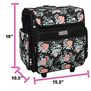 Everything Mary Collapsible Rolling Craft, Flowers - Wheeled Scrapbook Tote for Scrapbooking & Art - Travel Organizer Storage Bin for Paper, Glue, Tape - Roller Cart for Teachers & Medical