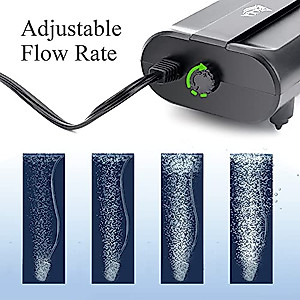 AQQA Aquarium Air Pump,3.5W 5W Dual Outlet Oxygen Pump with 2 Air Stone,Adjustable Air Valve Quiet Bubbler Pump,Up to 160 Gallon Fish Tank (3.5w)