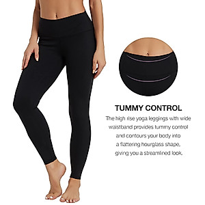 Yoga Leggings for Women with Pockets High Waisted Tummy Control Women's Butt Lift Yoga Workout Leggings Running Pants Black