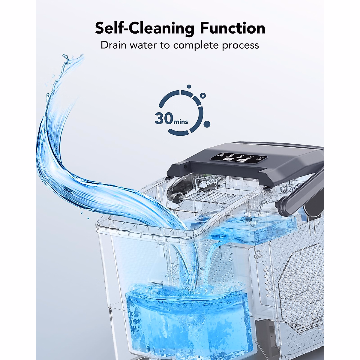 BEBISUNY Ice Makers Countertop - Ice Maker Machine 6 Mins 9 Bullet Ice, 26 Lbs/24 Hrs, Portable Countertop Ice Maker with Self Cleaning Function, Ice Maker for Home/Kitchen/Party, Stainless Steel