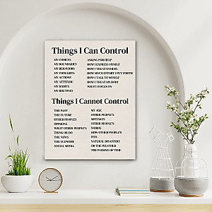 Mental Health Canvas Wall Art Poster Print Gift, Things I Can Control Painting Ready to Hang Home Therapy Office Decor (11.5" x 15")