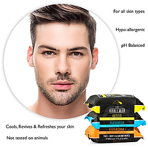 Men's Active/Cleansing/Energizing Face + Body Cleansing Wipes - 3 Pack (90ct)