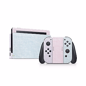 Tacky Design Retro Pastel Skin Compatible with Nintendo Switch Skin Wrap Cover, Fabric Texture Colorwave for Nintendo Switch Stickers, Premium Vinyl 3M Full Wrap Decal.