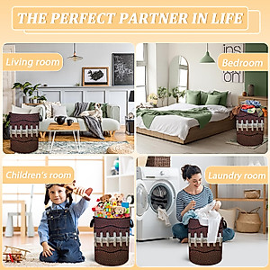 American Football Texture Laundry Basket, Sports Theme Laundry Hamper Foldable Waterproof Funny Tote Bag Dirty Clothes Storage Bucket Toy Organizer for Bathroom/Laundry/Bedroom 15.7"x19.6"