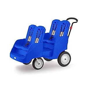 Gaggle by Foundations 4 Seat Buggy Stroller | 4-Seat Quad Stroller with 5-Point Harness for Added Safety | Multi-Child Stroller with Soft Stop Brake | Fits Through Standard Doorways | Blue