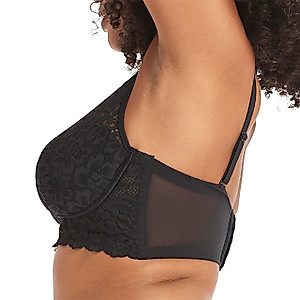 Maidenform Pure Comfort Lace Bralette, Padded Wireless Bra, Convertible Longline Halter Bralette with Soft Foam Cups, Black, 40C