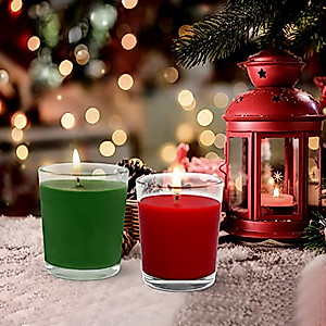 Set of 6 Green Votive Candles for Home Decoration Christmas Spring and St. Patrick's Day, 3oz Unscented Soy Wax Candle Filled in Clear Glass for Weddings Holidays Party and DIY