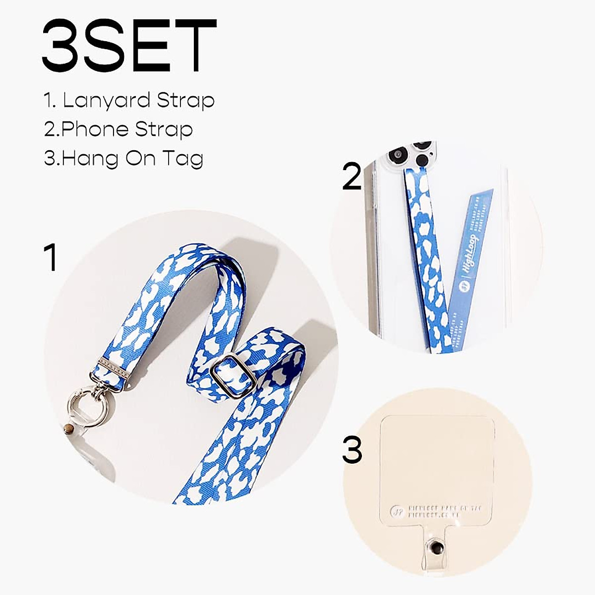 highloop Universal Cell Phone shoulder Crossbody Lanyard Set(Lanyard+Finger Strap+phone tether tap) Adjustable Neck Strap Phone Tether Compatible with Full Coverage Case (Paisley Lavender)