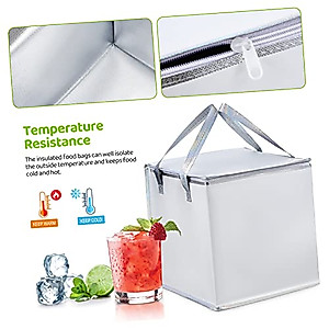 COLLBATH 2 Pcs Insulation Food Transport Portable Food Warmer Insulated Food Large Grocery Zippered Top Insulated Food Carrier Cooler Aluminum Non-woven Fabric