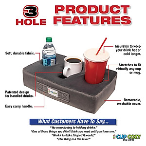 The Original Cup Cozy Pillow Gray-As Seen on TV-The World's Best Couch/Bed/Car Cup Holder for Drinks/Snacks/Remotes! (Brown)