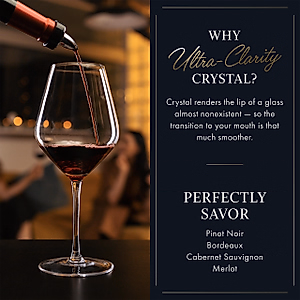 ELIXIR GLASSWARE Red Wine Glasses – Set of 4 Hand Blown Large Wine Glasses – Long Stem Wine Glasses, Premium Crystal – Wine Tasting, Wedding, Anniversary, Christmas – 22oz, Clear