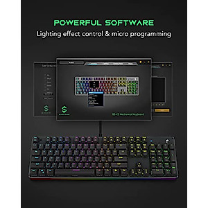 Black Shark Mechanical Gaming Keyboard Full 104-Keys All Metal Panel, LED RGB Backlit USB Wired Keyboard with Green Switch, Quiet Click Sound Mechanical Keyboard for Windows,Desktop,Computer,PC