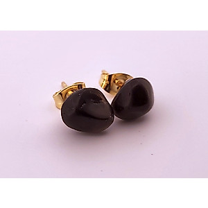 Natural Black Onyx Gold Stud Earrings NBOGSE4