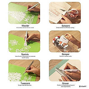 Xinart Weeding Tools Set for Vinyl Craft Knife/Weeder/Scraper/Spatula/Tweezers/Scissors Basic Weed Removal Tool Kit for Cricut Stencils/Oracal Vinyl/Siser HTV/Silhouette Cardstock