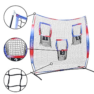 ChamGoal Football Trainer Throwing Net,7X7FT Football Throwing Net with 3 Targets Zone,Quarterback Training Equipment Includes Foldable Frame and Portable Carry Bag,Football Practice Net for Backyard