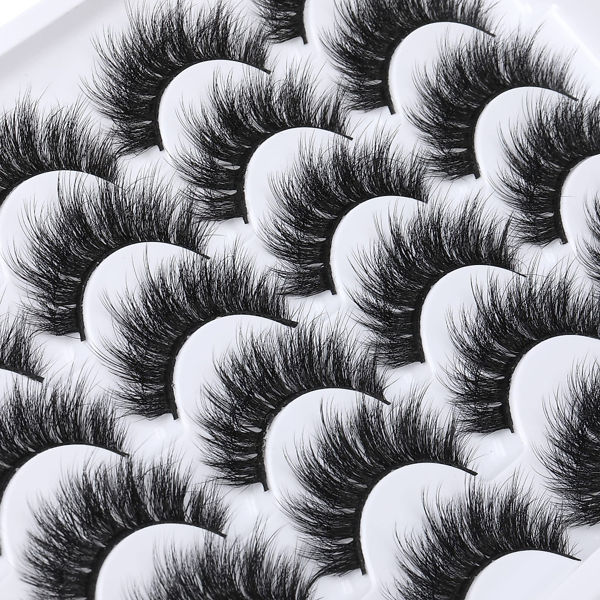 Newcally Eyelashes False Lashes Fluffy 18MM Long Faux Mink Eye Lashes Pack Dramatic Thick Volume Fake Eyelashes 12 Pairs Soft Reusable Lashes Multipack