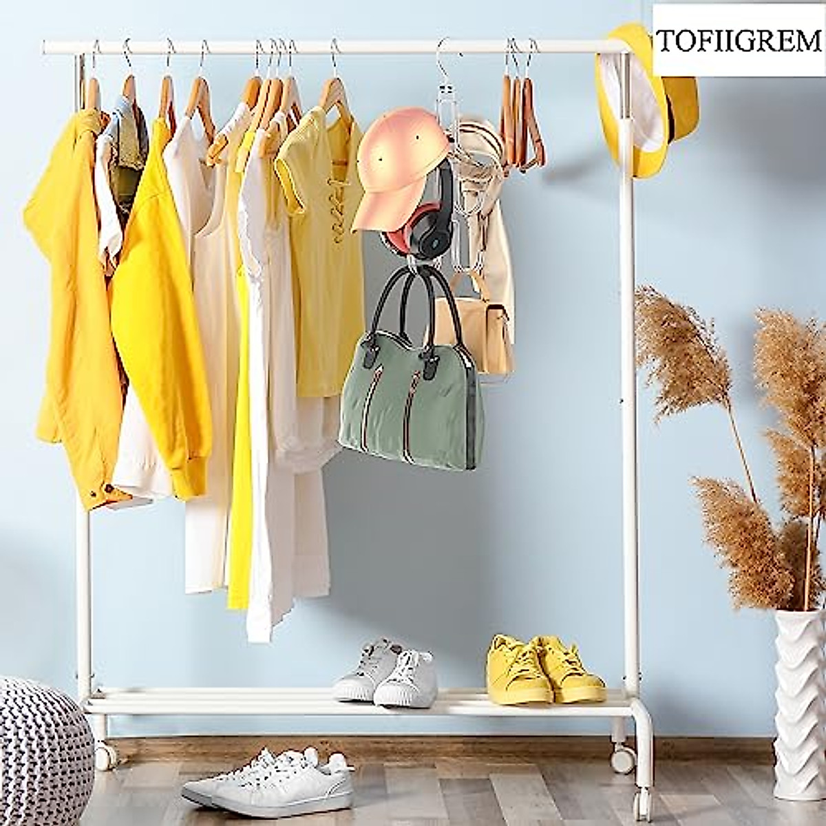 TOFIIGREM Rotatable Purse Handbag Hangers (3-Pack), Silver Metal Handbag Hooks Purse Organizer, Closet Hooks Space Saving for Bags Backpack Purses Handbags Tie Hats Belts