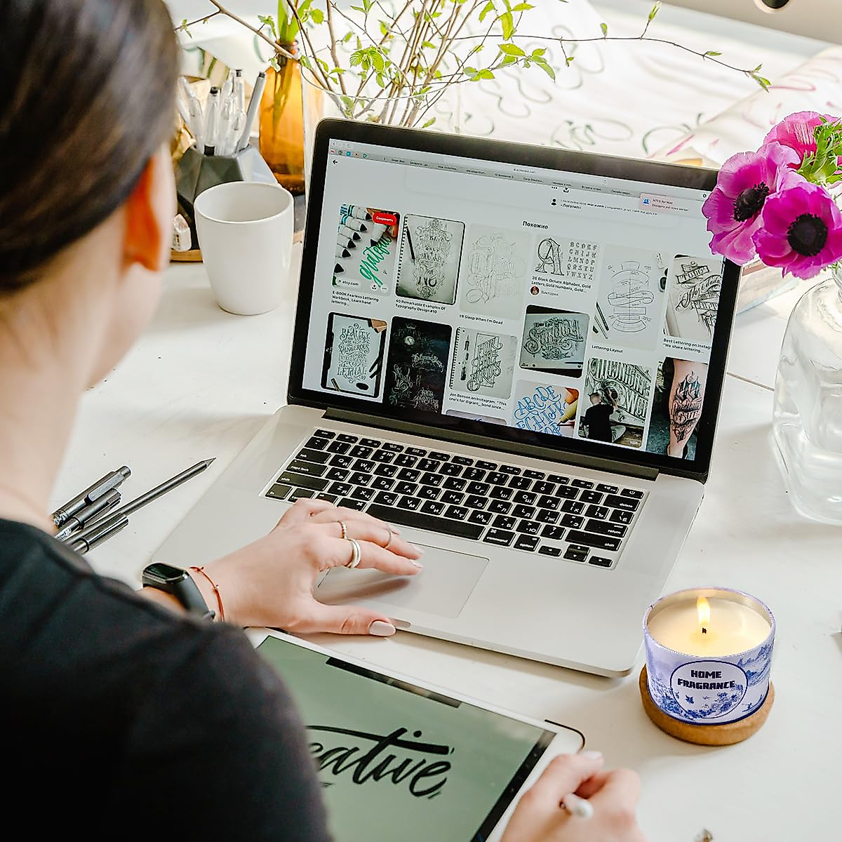 4 Pack Home Scented Candles - Strong Lavender, Vanilla Jasmine, Lilac & Gardenia Candle, 4.4 Oz, 100% Soy, Non-Toxic, Small Candle Set for Aromatherapy & Gifts