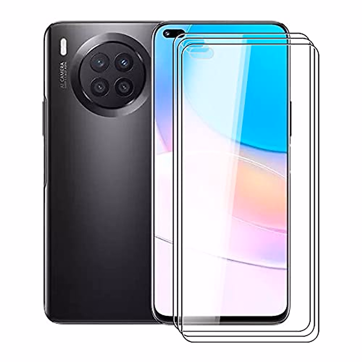 for Huawei Nova 8i Screen Protector Tempered Galss, KJYF [3 Pack] High Clear [9H Hardness] [Bubble Free] Screen Tempered Glass Protective Film for Huawei Nova 8i 6.67 Inch.