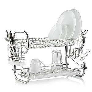 Francois et Mimi Two-Tier Fully Stainless Steel Dish Rack with Cutlery Rack