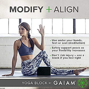 Gaiam Yoga Block - Supportive Latex-Free EVA Foam Soft Non-Slip Surface for Yoga, Pilates, Meditation, Tri-Color Teal Tonal